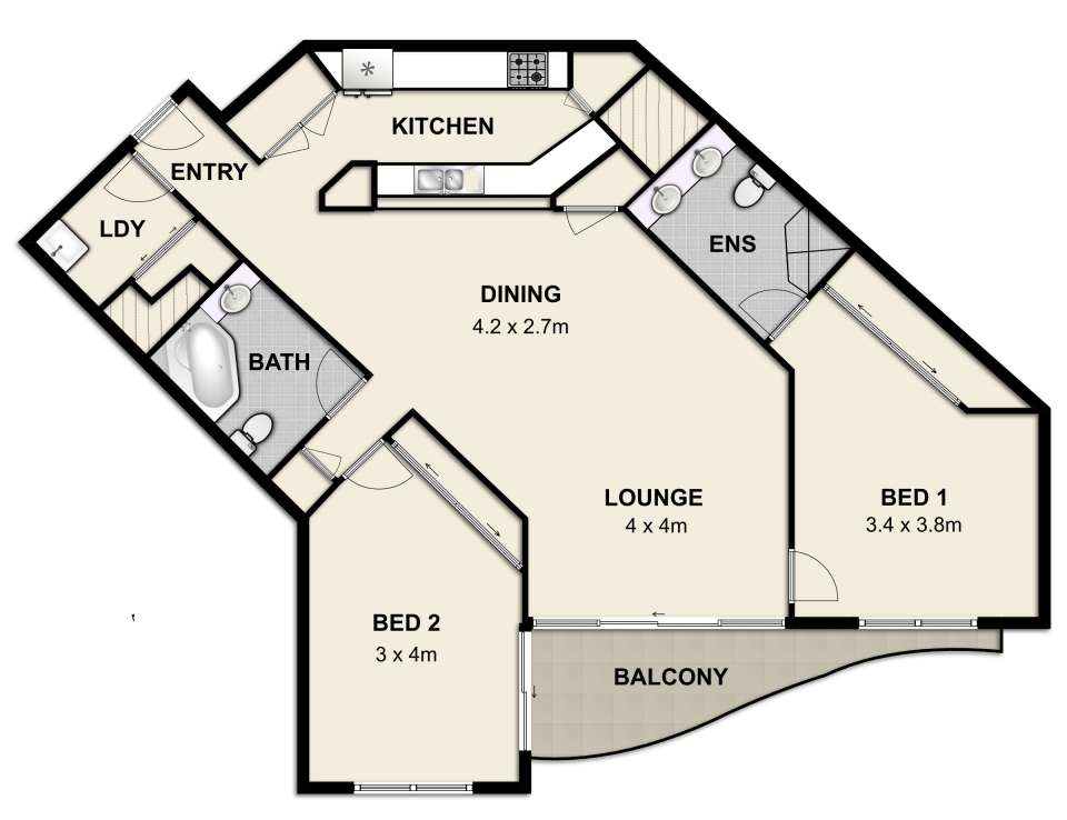 iFloorplan - 124/501 QUEEN ST, BRISBANE